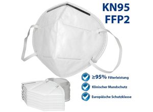 4064649001671 - Ecd Germany - 5 Stück Atemschutzmaske Feinstaubmaske Nase-Mund-Schutz Maske FFP2 KN95 - 4-lagige Filterstruktur Vliesstoff Nösenklammer Weiß