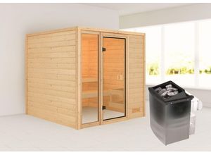 4010090387062 - Karibu Sauna Aachen SET naturbelassen mit Ofen 9 kW integr Strg