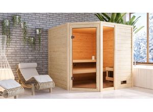 4010090387178 - Karibu Sauna Kühlungsborn SET naturbelassen mit Ofen 9 kW integr Strg