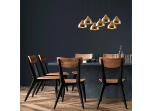 8682870090460 - Deckenleuchte höhenverstellbar - Metall - 7 Schirme - 88 x 114 cm - Goldfarben & Schwarz - SONITI