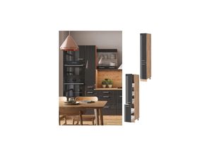 4066731042760 - Apothekerhochschrank Küchenschrank Küchenzeile R-Line 30 cm Eiche Anthrazit