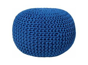 4260580923410 - Pouf Blau 100% Baumwolle Rund ⌀ 50 cm Elegant Modern