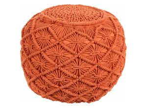 4255664836960 - Beliani - Pouf Orange Baumwolle Rund 40 x 40 cm Gestrickt Makramee Boho-Stil Wohnzimmer Schlafzimmer Ausstattung Deko Sitzmöbel