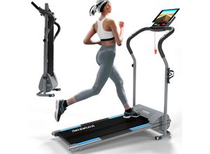 4260495757933 - KINETIC SPORTS Elektrisches Laufband KST2500FX - Klappbarer Heimtrainer für Zuhause bis 10 km h mit LCD-Anzeige Tablet Holder Kompaktes Laufband Walking Pad für Zuhause und Büro Grau