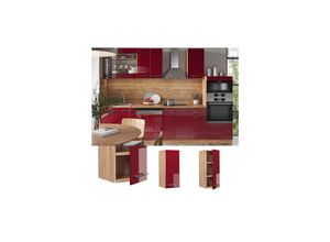 4066731153602 - Hängeschrank Küchenschrank Küchenmöbel Fame-Line Eiche Rot Bordeaux modern 30 cm Küche Einbauküche Hängeschrank Drehtür Einlegeboden Küchenzeile Hochglanz