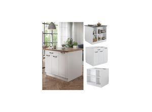 4066731181179 - Kücheninsel Küchenblock Einbauküche Fame-Line Landhaus Weiß 90 cm Küchen Schränke Apothekerunterschrank Schubunterschrank Regalinselunterschrank Softclose-Scharnier Küchenmöbel