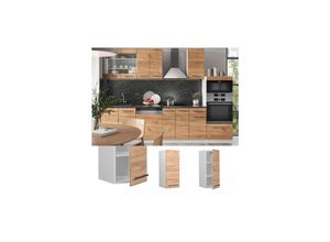 4066731145898 - Hängeschrank Küchenschrank Küchenmöbel Fame-Line Weiß Eiche modern 30 cm Küche Einbauküche Hängeschrank Drehtür Einlegeboden Küchenzeile