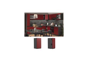 4066731229451 - Hängeschrank Küchenschrank Küchenmöbel R-Line J-Shape Anthrazit Rot 30 cm modern