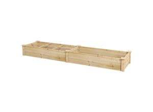 4255633544780 - Hochbeet aus Holz Großes Pflanzkasten Blumenkasten mit 2 Fächern Natur