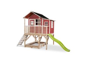 8718469468263 - Holz Kinder Spielhaus Loft 550 inkl Anbau und Veranda rot - Exit