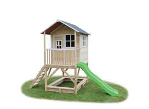 8718469460298 - Exit Toys Spielhaus Loft mit Veranda Sandkasten und Rutsche ca328x185x255 cm