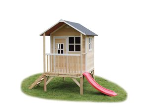 8718469460267 - Exit Toys Spielhaus Loft mit Veranda und Rutsche natur ca 185 x 260 x 225 cm