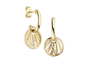 Image of Paar Creolen JOBO "Ohrringe mit 4 Diamanten" Ohrringe Gr. SI = kleine Einschlüsse, Gelbgold 585-Diamanten, gelb (gelbgold 585) Damen Creolen