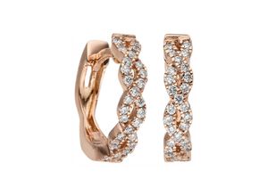 Image of Paar Creolen JOBO "Ohrringe mit 56 Diamanten" Ohrringe Gr. SI = kleine Einschlüsse, Roségold 585-Diamanten, rosegold (roségold 585) Damen Creolen