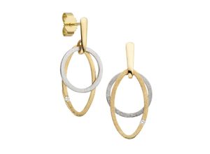 Image of Paar Ohrhänger JOBO "Ohrringe mit 2 Diamanten" Ohrringe Gr. SI = kleine Einschlüsse, Gelbgold 585-Weißgold 585-Diamanten, gelb (gelbgold 585) Damen Ohrhänger