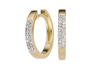 Image of Paar Creolen JOBO "Ohrringe 14 mm mit 32 Diamanten" Ohrringe Gr. SI = kleine Einschlüsse, Gelbgold 585-Diamanten, gelb (gelbgold 585) Damen Creolen