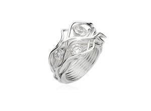 4056261035370 - Fingerring Zirkonia Kristalle Gedreht Geschwungen 925 Silber Fingerringe Gr 54 mm mit Steinen Silber 925 (Sterlingsilber) 8 mm silberfarben (silber weiß) Damen Fingerringe