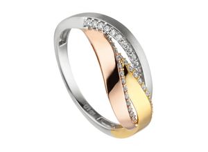 Image of Fingerring JOBO "Tricolor-Ring mit 36 Diamanten" Fingerringe Gr. 54, P1 = bei 10-facher Vergrößerung erkennbare Einschlüsse, Roségold 585-Weißgold 585-Diamanten, rosegold (roségold 585) Damen Fingerringe