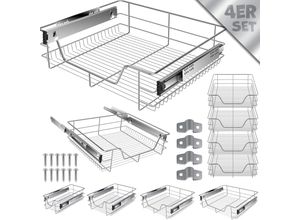 4260598872380 - Teleskopschublade Küchenschublade Küchenschrank Korbauszug Schrankauszug Vollauszug Schublade 4x 60cm - Silber - Silber - Kesser