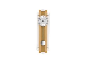 4037445140400 - Funk-Pendelwanduhr AMS F5259 18 Wanduhren Gr B H L 10 cm x 66 cm x 17 cm silberfarben (buchefarben silberfarben) Pendeluhren