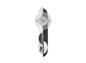 4037445139343 - Pendelwanduhr AMS W7299 Wanduhren Gr B H L 23 cm x 7 cm x 69 cm silberfarben (schwarz silberfarben) Pendeluhren