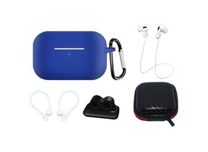 9145576276976 - Cofi 1453 - Silikonhüllen-Set für AirPods Pro 2   AirPods Pro 1 + Hülle   Ohrbügel   Umhängeband   Uhrenarmbandhalter   Karabiner Blau