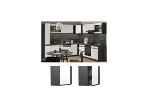4066731229376 - Eckhängeschrank Küchenschrank Küchenmöbel R-Line J-Shape Anthrazit Weiß 57 cm modern