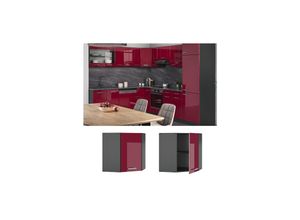 4251421956278 - Eckhängeschrank R-Line 57 cm Anthrazit Bordeaux-Rot Hochglanz modern Vicco
