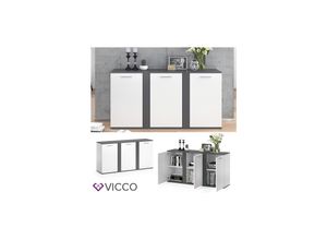 4251421941786 - VICCO Sideboard NOVELLI Highboard weiß anthrazit Kommode Anrichte 3 Türen