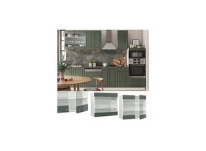 4066731051199 - Hängeglasschrank Küchenschrank Küchenmöbel Fame-Line Weiß Grün-Gold Landhaus 80 cm Küche Einbauküche Hängeschrank Glasschrank Drehtür Einlegeboden Küchenzeile