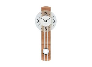 4037445151970 - Pendelwanduhr AMS W7263 Wanduhren Gr B H L 23 cm x 7 cm x 60 cm beige (kernbuchefarben) Pendeluhren