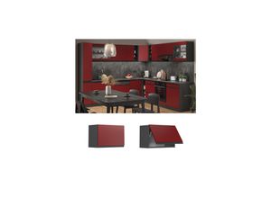 4066731229307 - Hängeschrank flach Küchenschrank Küchenmöbel R-Line J-Shape Anthrazit Rot 60 cm modern