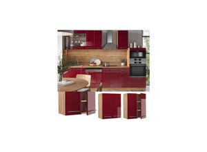 4066731151660 - Hängeschrank Küchenschrank Küchenmöbel Fame-Line Eiche Rot Bordeaux modern 60 cm Küche Einbauküche Hängeschrank Drehtür Einlegeboden Küchenzeile Hochglanz