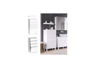 4066731340729 - Midischrank Sola 60 x 113 cm Weiß matt mit Regal modern Badezimmer