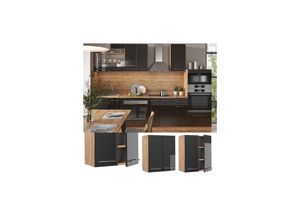 4066731146123 - Hängeschrank Küchenschrank Küchenmöbel Fame-Line Eiche Anthrazit modern 60 cm Küche Einbauküche Hängeschrank Drehtür Einlegeboden Küchenzeile Hochglanz