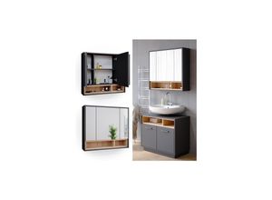 4251421956513 - Spiegelschrank Badschrank Badspiegel 80cm Badmöbel Beatrice 3-türig Ablage