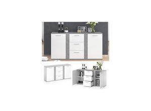 4251421927025 - Sideboard Novelli Highboard Kommode Anrichte Schrank 2 Türen Weiß Beton