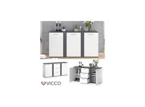 4251421941762 - VICCO Sideboard NOVELLI Highboard weiß sonoma Kommode Anrichte Schrank 2 Türen