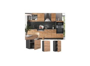 4066731145713 - Hängeschrank Küchenschrank Küchenmöbel Fame-Line Anthrazit Eiche modern 45 cm Küche Einbauküche Hängeschrank Drehtür Einlegeboden Küchenzeile