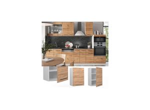 4066731140909 - Hängeschrank Küchenschrank Küchenmöbel Fame-Line Weiß Eiche modern 50 cm Küche Einbauküche Hängeschrank Drehtür Einlegeboden Küchenzeile