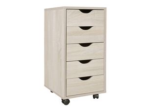 4251745765792 - Rollcontainer 5 Schubladen MDF-Holz Büro Wohnzimmer - Stilvoller Stauraum