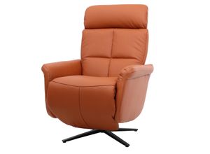 4057651809922 - Relaxsessel MCW-L10 Design Fernsehsessel TV-Sessel Liegesessel Liegefunktion drehbar Voll-Leder ~ terracotta-braun