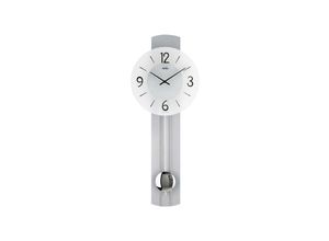 4037445139305 - Pendelwanduhr AMS W7275 silber (silberfarben) Wanduhren B H L 23cm x 7cm x 60cm QuarzuhrHolzgehäuseEsszimmerWohnzimmerMade in Germany