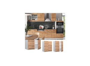 4066731141517 - Hängeschrank Küchenschrank Küchenmöbel Fame-Line Weiß Eiche modern 60 cm Küche Einbauküche Hängeschrank Drehtür Einlegeboden Küchenzeile