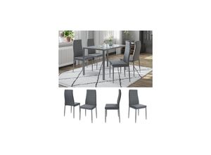 4066731338801 - Esszimmerstuhl Grand Metall Grau 425 x 96 x 48 cm 4-teilig Hochlehner modern
