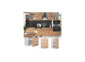 4066731140138 - Hängeschrank Küchenschrank Küchenmöbel Fame-Line Weiß Eiche modern 45 cm Küche Einbauküche Hängeschrank Drehtür Einlegeboden Küchenzeile