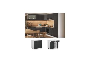 4066731036707 - Schubunterschrank Küchenschrank Küchenzeile Landhaus R-Line 80 cm Weiß-Anthrazit