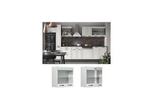 4066731045365 - Hängeglasschrank Küchenschrank Küchenzeile R-Line Landhaus 60 cm Weiß Tür Fächer