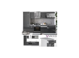 4251421927780 - VICCO KÜCHE R-LINE 300CM KÜCHENZEILE KÜCHENBLOCK EINBAUKÜCHE ANTHRAZIT HOCHGLANZ