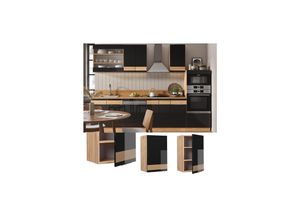 4066731230785 - Hängeschrank Küchenschrank Küchenmöbel Fame-Line Eiche Schwarz 45 cm modern Hochglanz